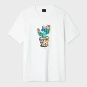Paul Smith Graffiti Cactus' Print T-shirt - White