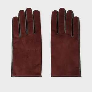 Paul Smith Leather And Corduroy Gloves - Orange