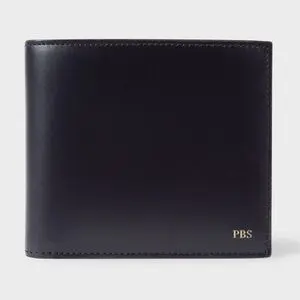 Paul Smith Navy Leather Monogrammed Billfold Wallet - Blue