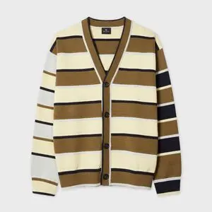 Men's Striped V-neck Cardigans