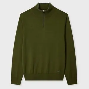 Paul Smith Merino Wool Half Zip Sweater - Green