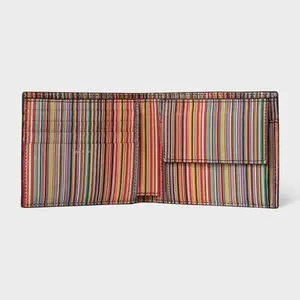 Paul Smith Leather 'signature Stripe' Interior Billfold And Coin Wallet - Black