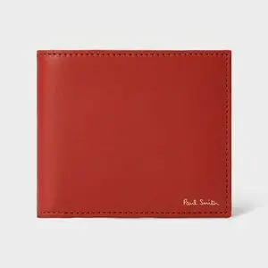 Paul Smith Brick Leather 'signature Stripe' Interior Billfold And Coin Wallet - Red