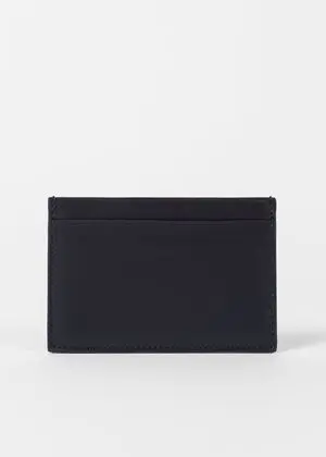 Paul Smith Navy Calf Leather Monogrammed Card Holder - Blue