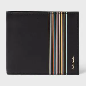 Paul Smith Signature Stripe Block' Billfold And Coin Wallet - Black