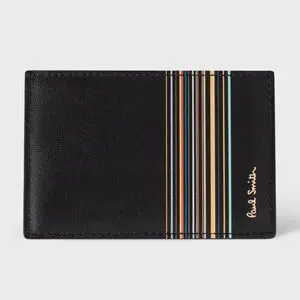 Paul Smith Leather 'signature Stripe Block' Credit Card Holder - Black