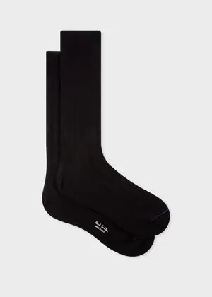 Paul Smith Cotton-blend Ribbed Socks - Black