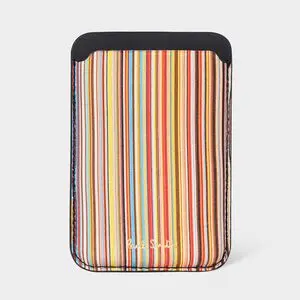 Paul Smith Signature Stripe' Iphone Magsafe Leather Credit Card Case - Multicolour
