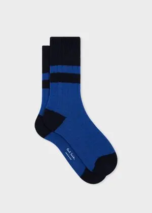 Paul Smith Ribbed Color Block Socks Blue