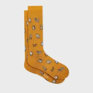 Paul Smith Cotton-Blend 'Dogs' Crew Socks Yellow