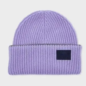 Paul Smith Lambswool Ribbed Beanie - Purple