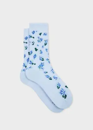 Paul Smith Floral Patterned Socks - Blue