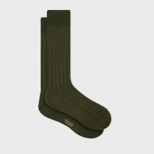 Paul Smith Ribbed Cotton Socks Brown