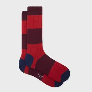 Paul Smith Cashmere Stripe Socks Red