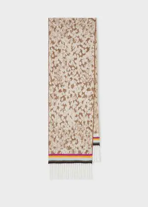 Paul Smith Merino Wool Leopard 'swirl' Scarf - Brown