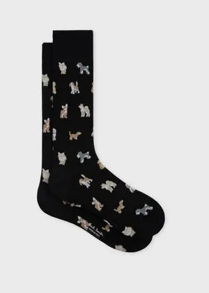 Paul Smith Cotton-blend 'dogs' Crew Socks - Black