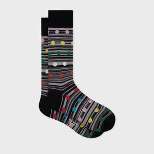 Paul Smith Tonal Stripe And Polka Dot Socks - Black