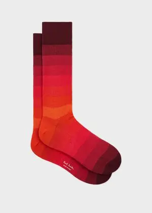 Paul Smith Cotton-blend Ombre Stripe Socks - Red
