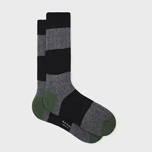 Paul Smith Cashmere Stripe Socks - Black