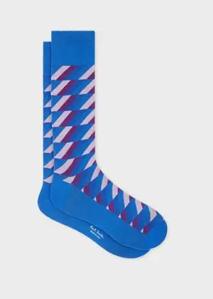 Paul Smith Patterned Cotton-blend Socks - Blue