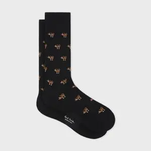 Paul Smith Cat Patterned Socks - Black