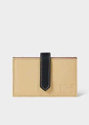 Paul Smith Cream And Black Colourblock Leather Card Holder - Yellow
