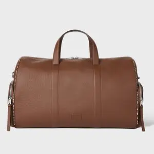 Paul Smith Leather Holdall With Signature Stripe Piping - Brown
