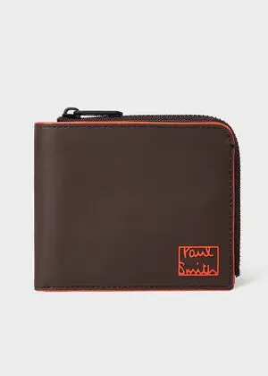 Paul Smith Leather 'contrast Logo' Billfold And Coin Wallet - Brown