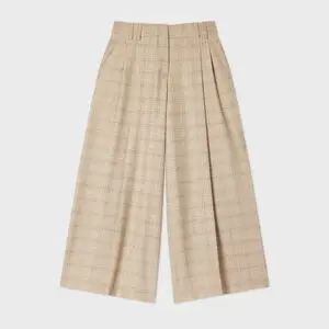 Paul Smith Wool-blend Check Wide-leg Trousers - Brown
