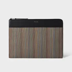 Paul Smith Signature Stripe Coated Canvas Document Case - Multicolour