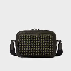 Paul Smith Leather Houndstooth Flight Bag - Green
