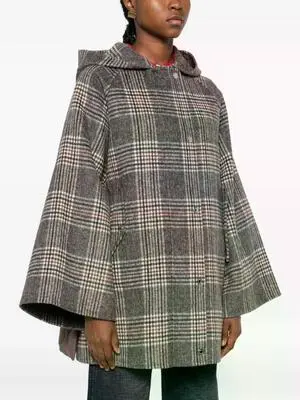 VICOLO Checkered Hooded Coat