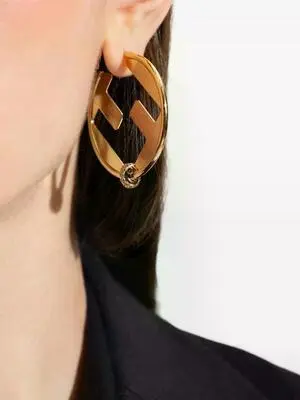 Fendi Ff-motif Embellished Hoop Earrings