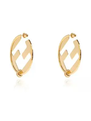 Fendi Ff-motif Embellished Hoop Earrings