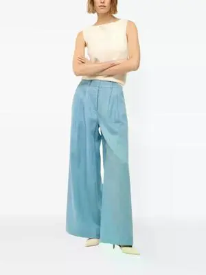 Staud Pleated Linen Wide Leg Pants