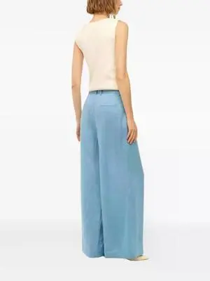Staud Pleated Linen Wide Leg Pants