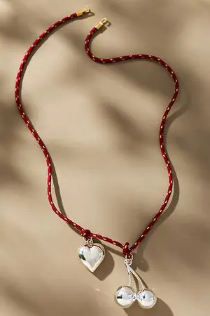 Timeless Pearly Cherry Heart Charm Necklace