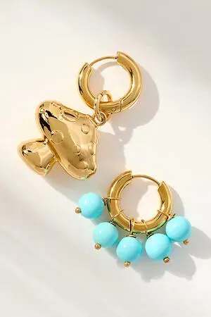 Timeless Pearly Pearl Mushroom Hoop Earrings - Blue
