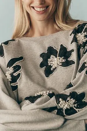 OLLARI Floral Embellished Pullover