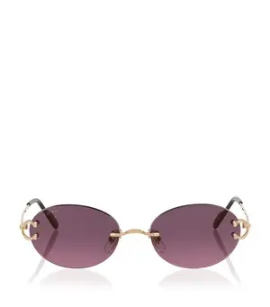 Cartier Metal 06l001806 Round Sunglasses - Gold