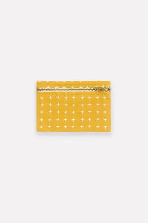 ANCHAL Cross-stitch Coin Purse - Mustard