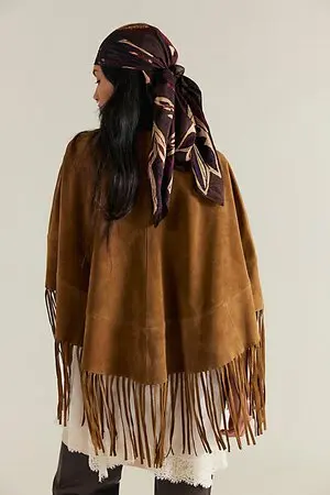 Free People Suede Shawl With Fringe Detailing