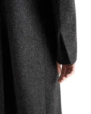 Prada Shetland Wool Coat With Jewel Buttons - Grey