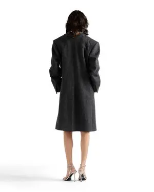 Prada Shetland Wool Coat With Jewel Buttons - Grey