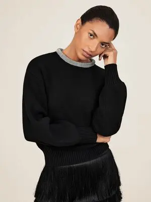 REISS Wool-blend Jumper With Cashmere And Necklace Trim