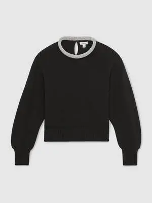 REISS Wool-blend Jumper With Cashmere And Necklace Trim
