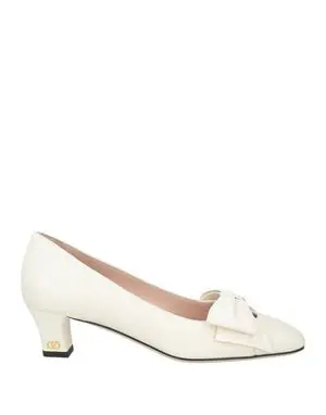 Valentino Garavani Leather Bow Pumps - Cream