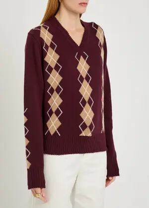 Chloé Argyle Intarsia Wool And Cashmere-blend Jumper