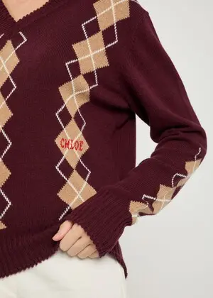 Chloé Argyle Intarsia Wool And Cashmere-blend Jumper