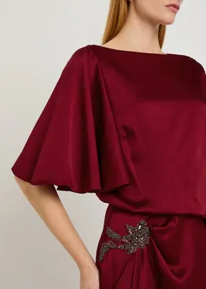Erdem Draped Crystal-embellished Satin Gown - Red